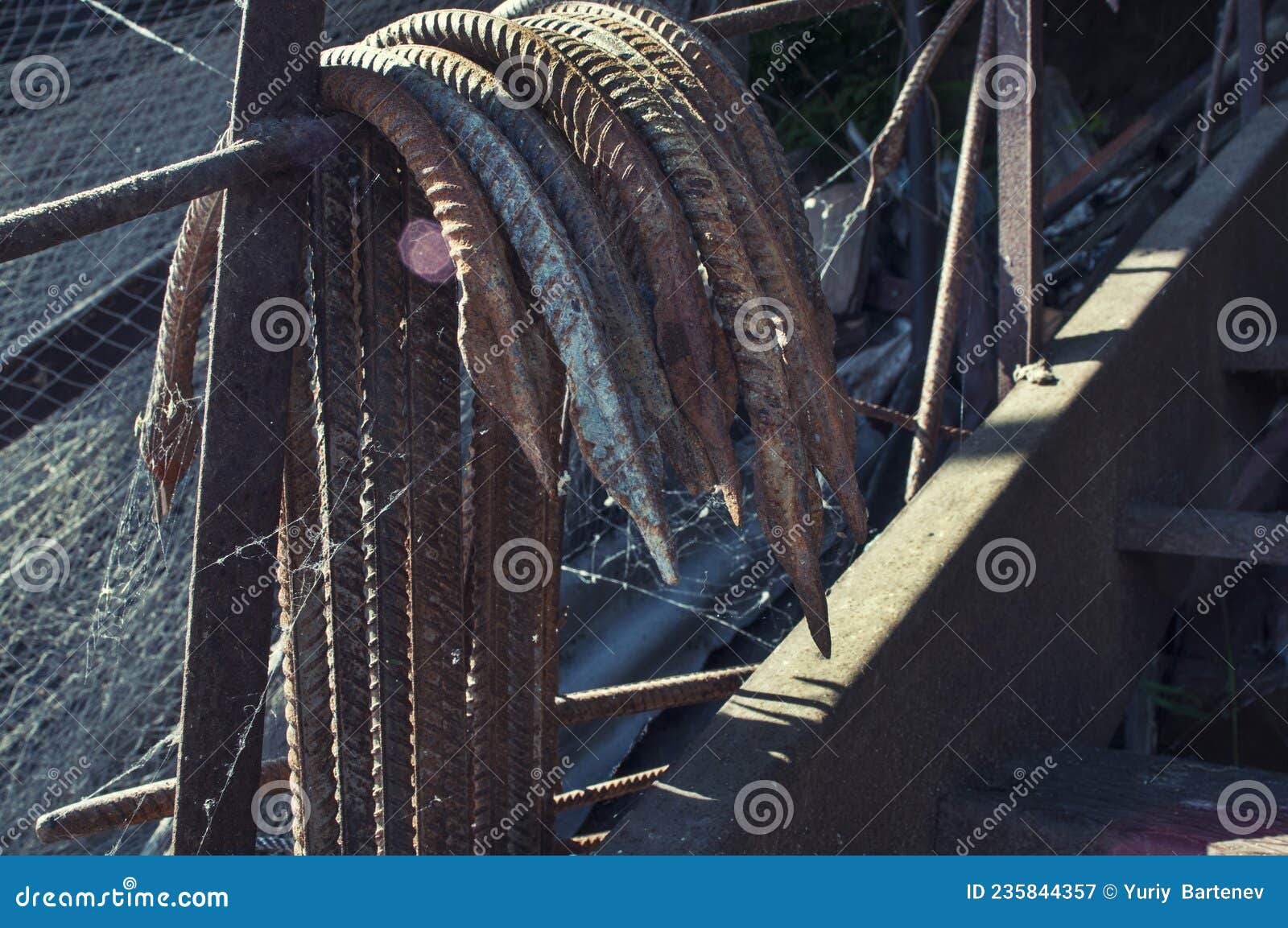Old Sea Hooks Made of Rebar for Small Boats. Stock Image - Image of ...
