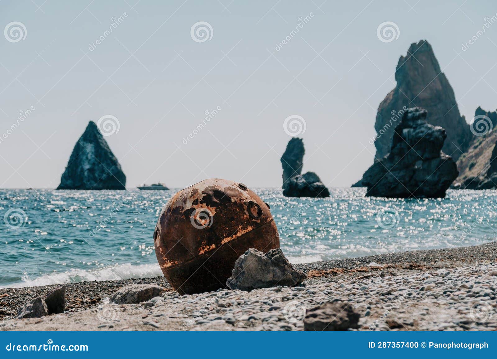 Old Rusty Sea Mine on the Beach. Stock Photo - Image of latent, threat ...