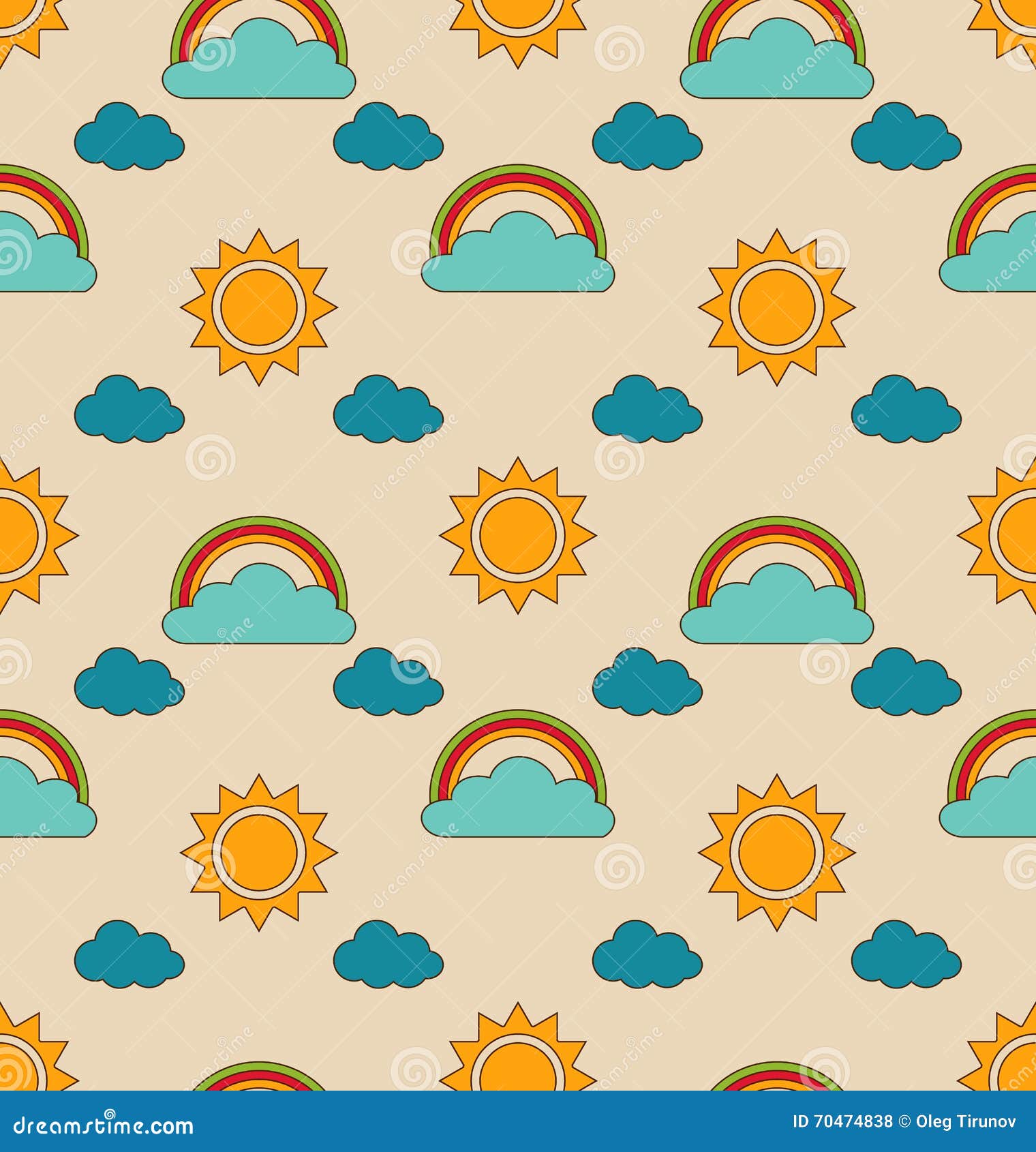 Old Seamless Pattern with Weather Symbols Stock Vector - Illustration ...