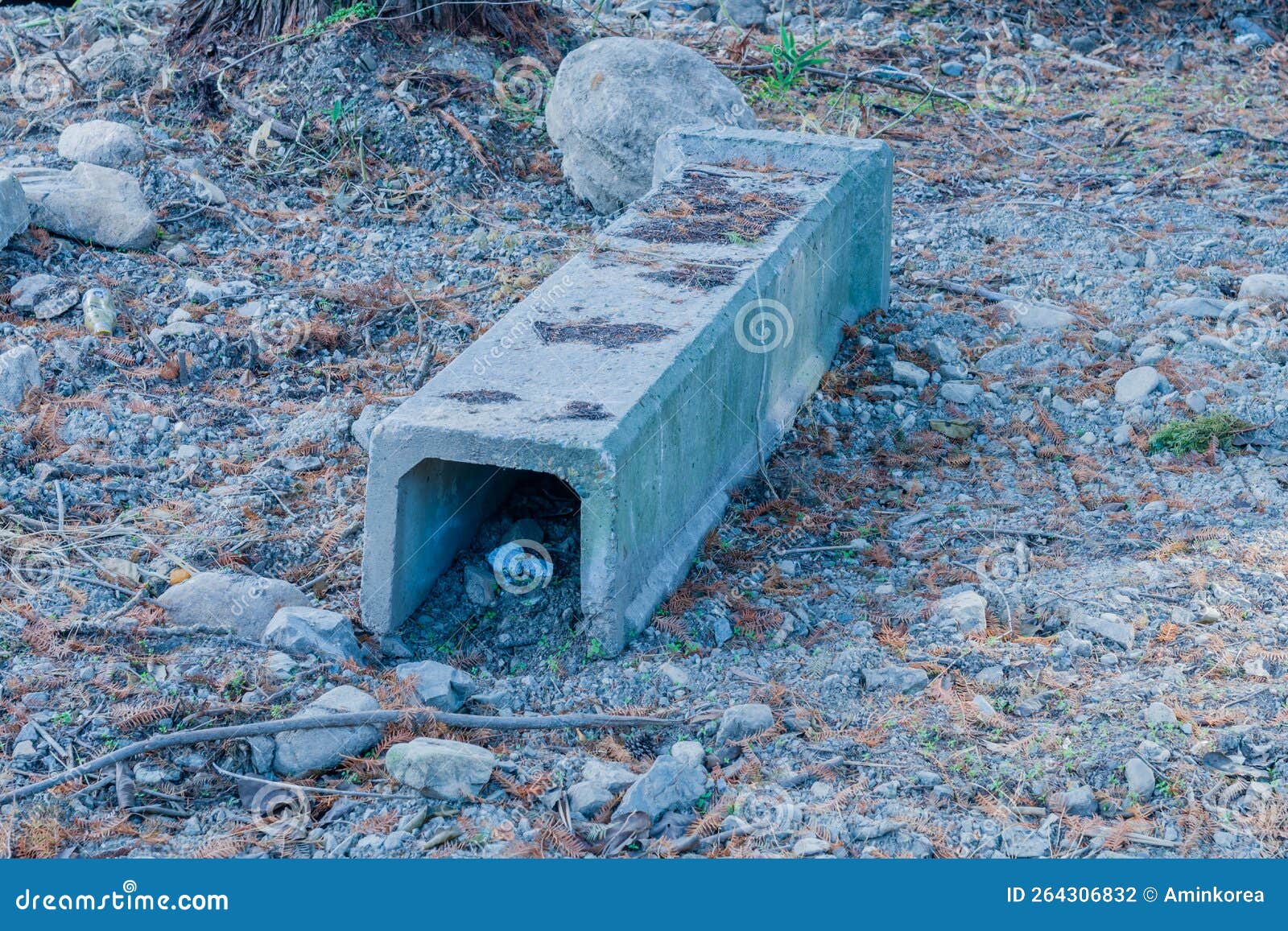 Old Section of Concrete Culvert on Ground Stock Photo - Image of ...