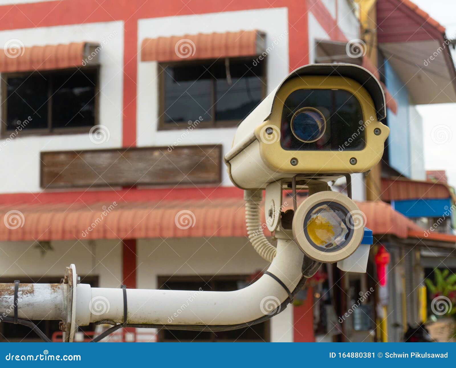 Old Security Cameras Infront of Buildings Stock Image - Image of home ...