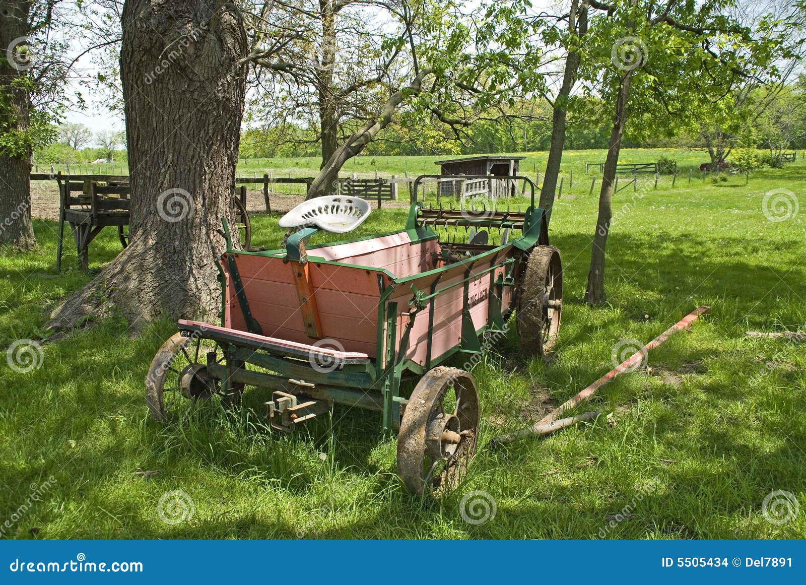 Old Seed Spreader Chellberg Farm Stock Photo - Image of trees ...