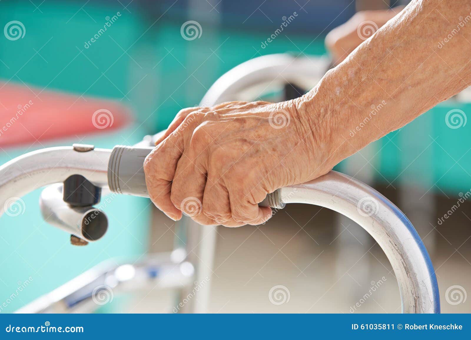 Old Senior Hands on a Walker Stock Image - Image of hand, hospital ...