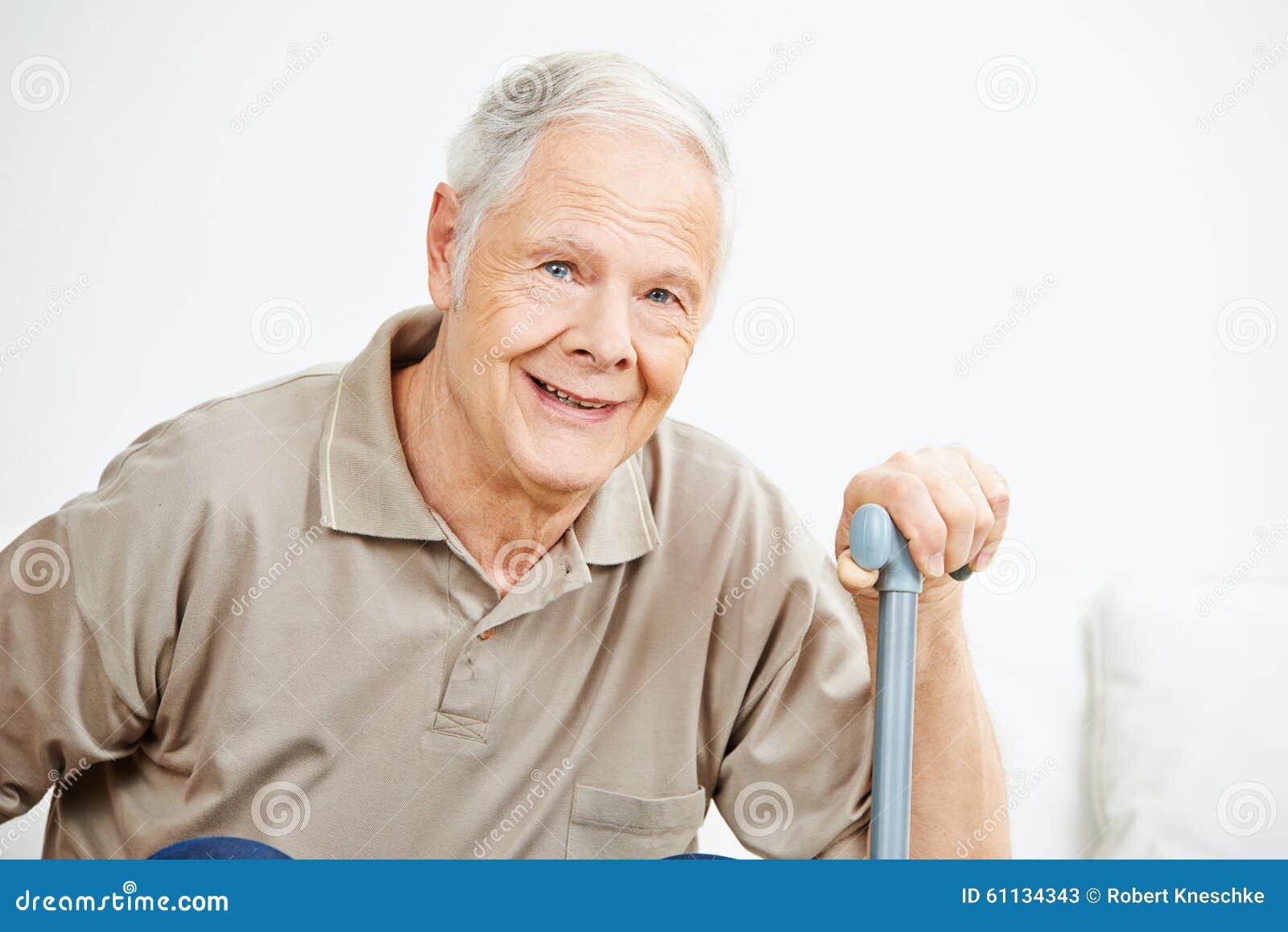 Old Senior Man With Cane Stock Image Image Of Apartment 61134343