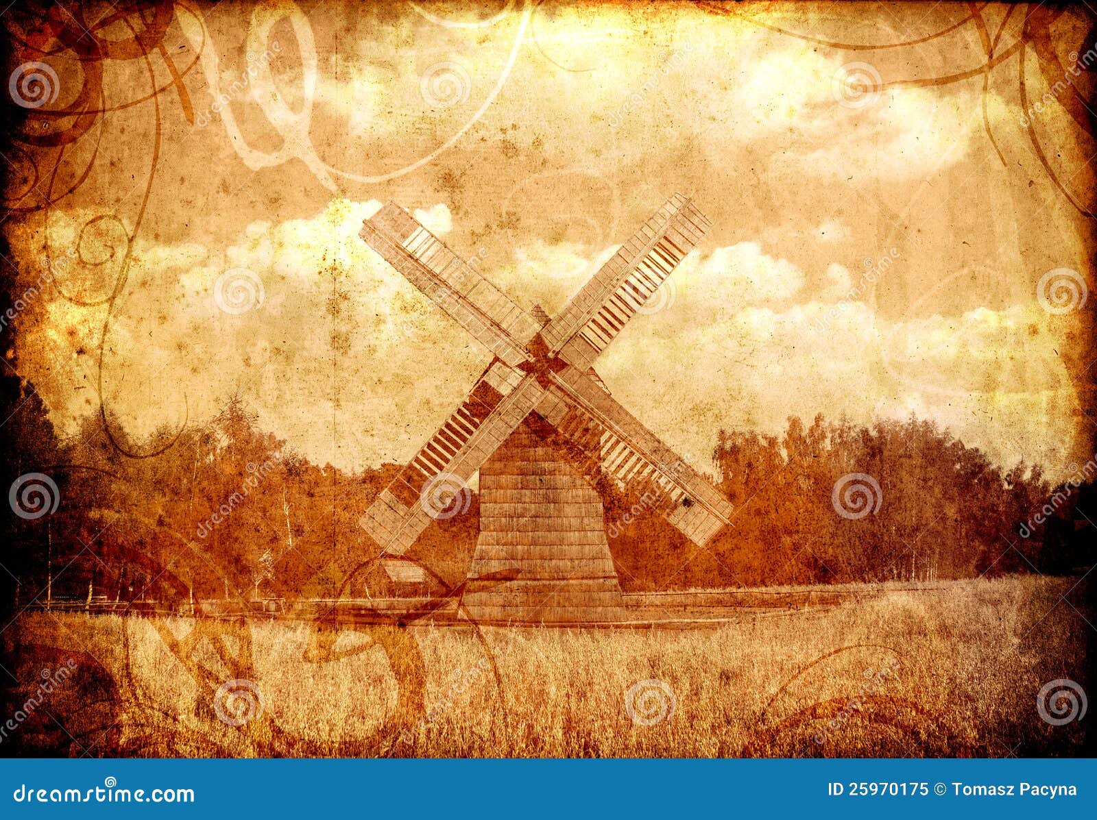 Old sepia windmill stock image. Image of agriculture - 25970175
