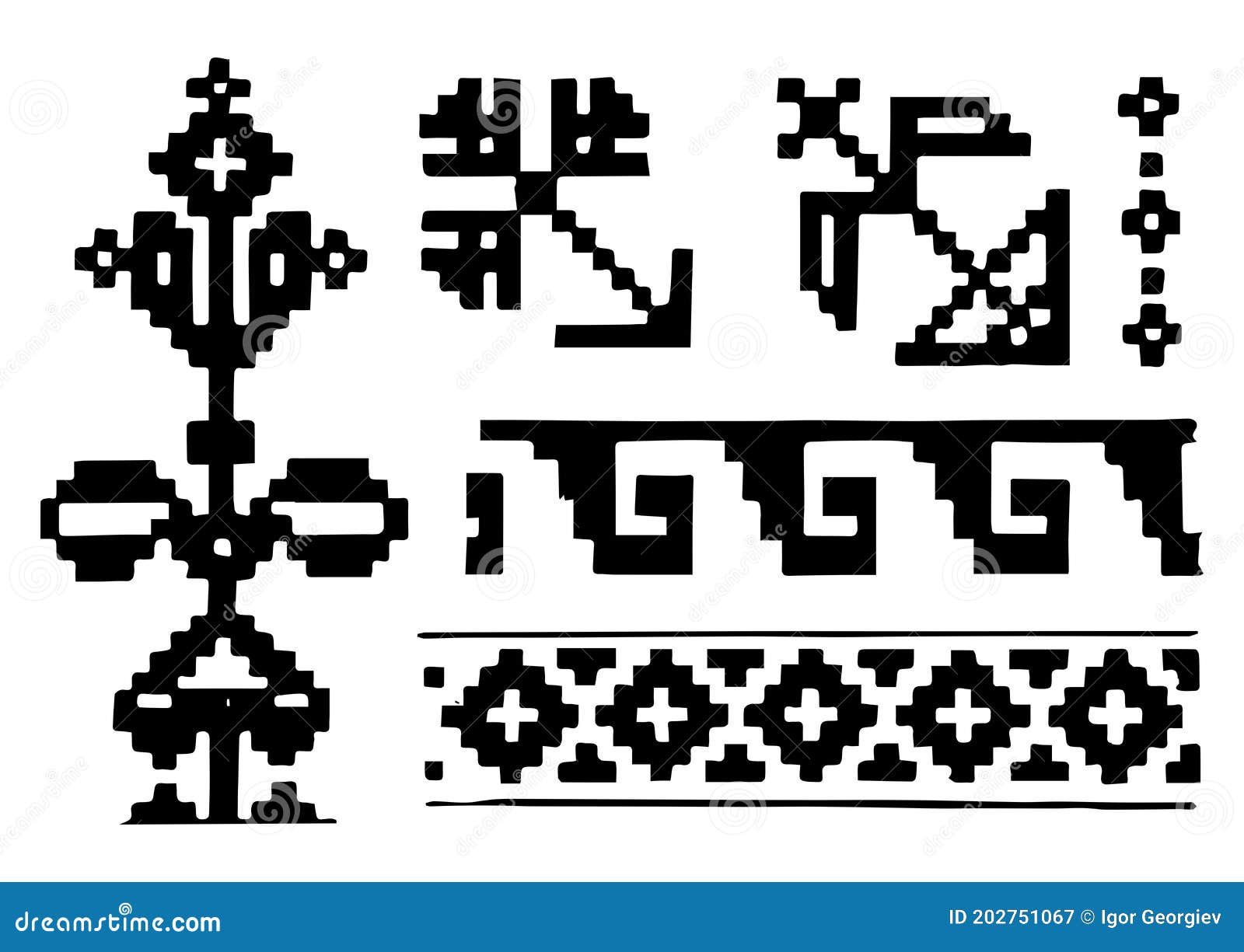 Old Serbian Tattoo. Set Of Labels And Elements. Vector Set Illustration ...