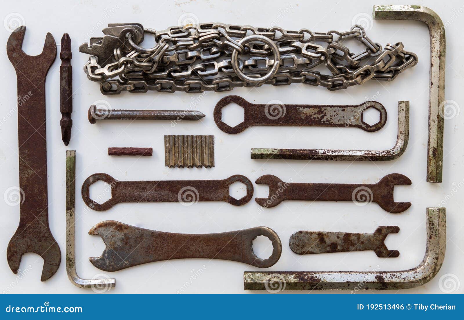 Old Set of Rusty Dirty Metal Tools on White Background Stock Photo ...