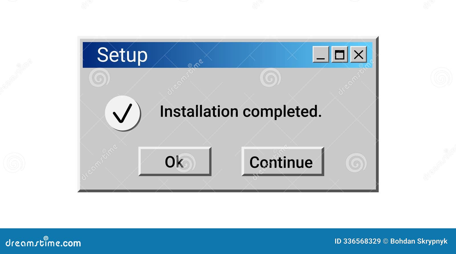 Old Setup Window Wit Blue Color. Installation Completed Message Stock ...