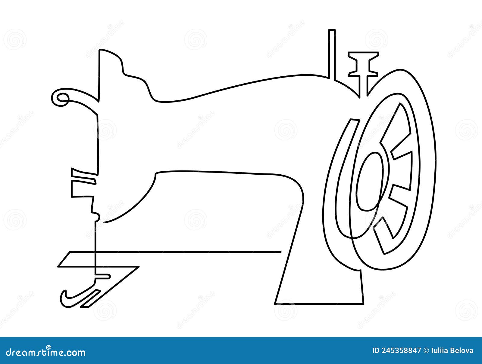 Old Sewing Machine. Continuous Line Drawing Vector Stock Vector ...