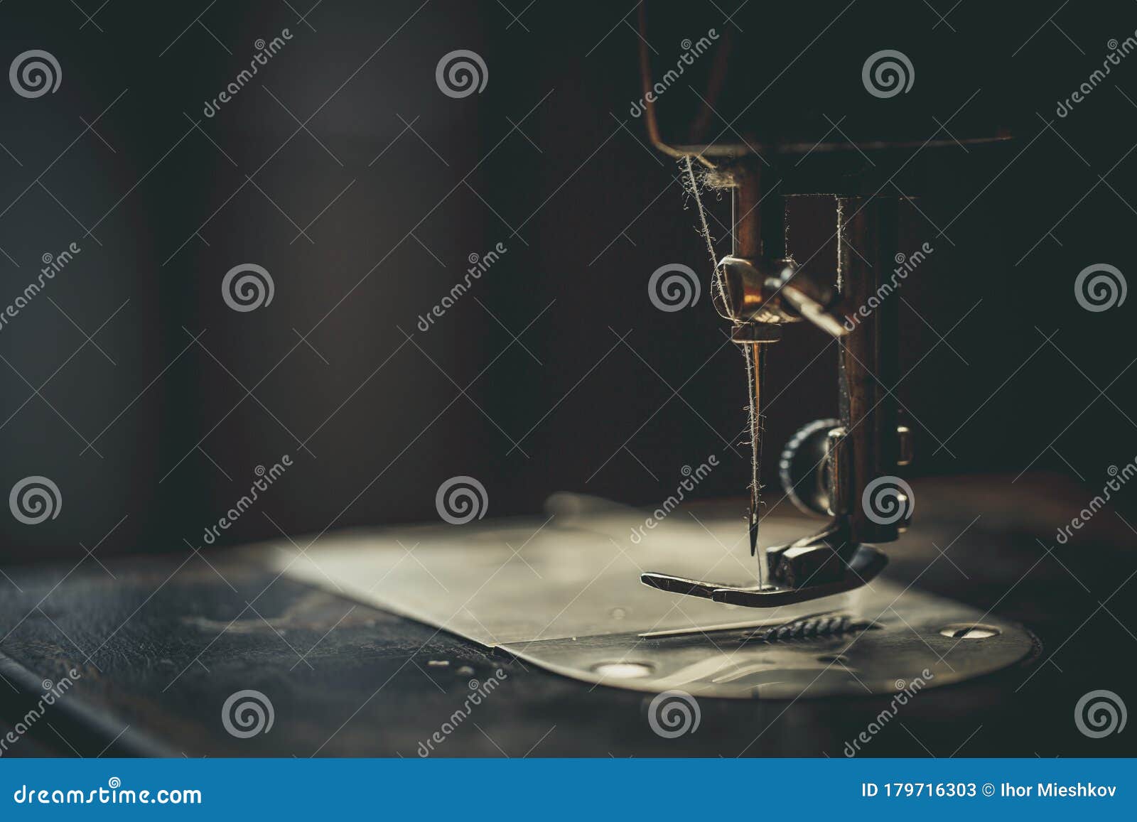 Old Sewing Machine in the Dark Light Stock Image - Image of craft ...