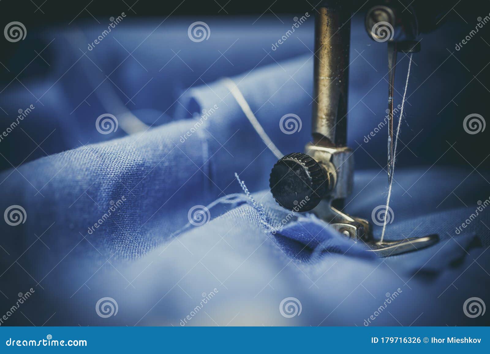 Old Sewing Machine in the Dark Light Stock Photo - Image of metal ...