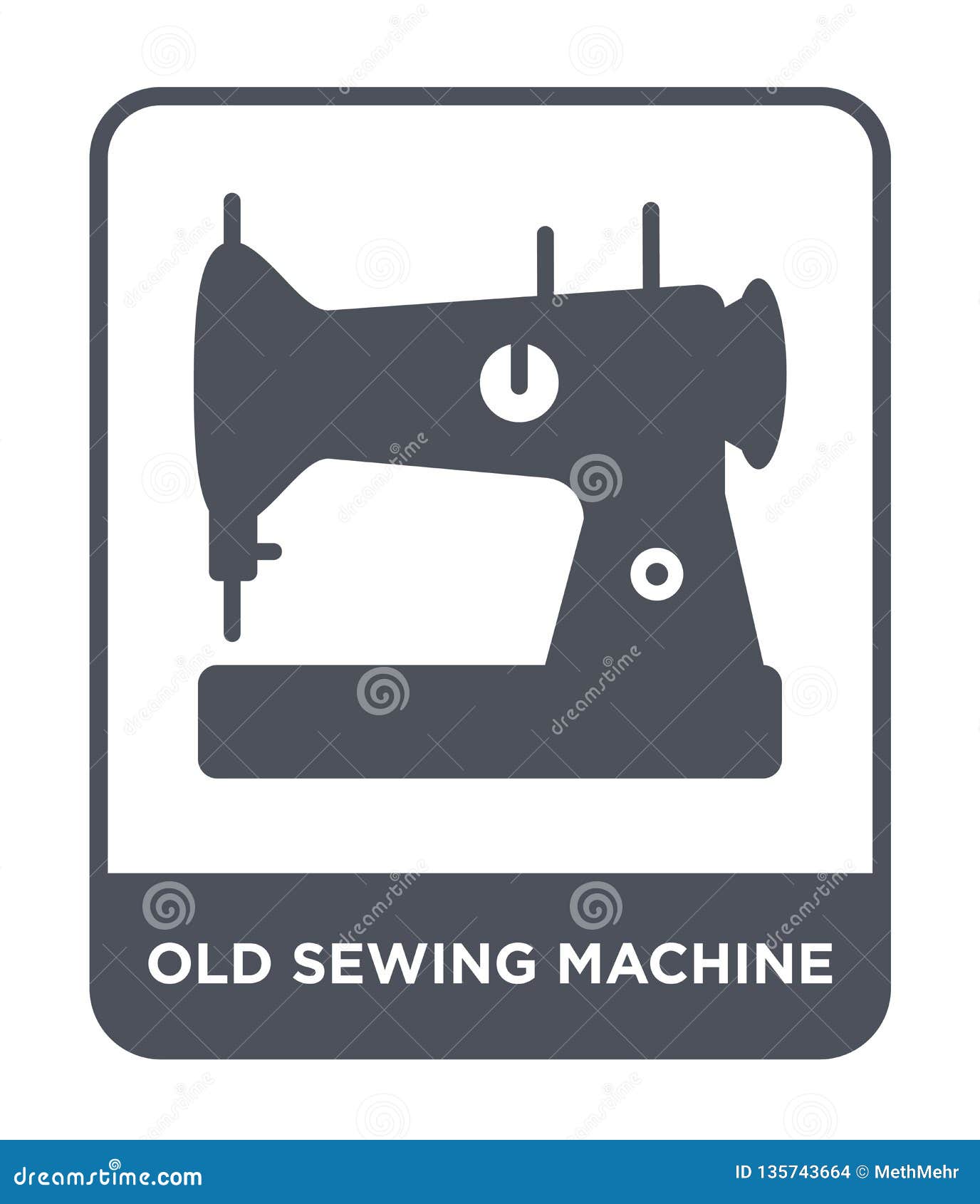 Old Sewing Machine Icon in Trendy Design Style. Old Sewing Machine Icon ...