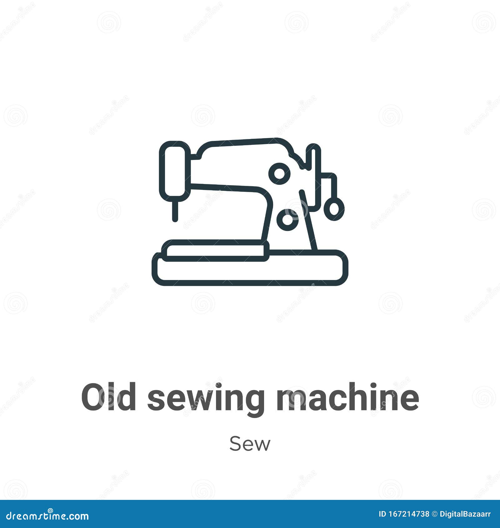 Old Sewing Machine Outline Vector Icon. Thin Line Black Old Sewing ...