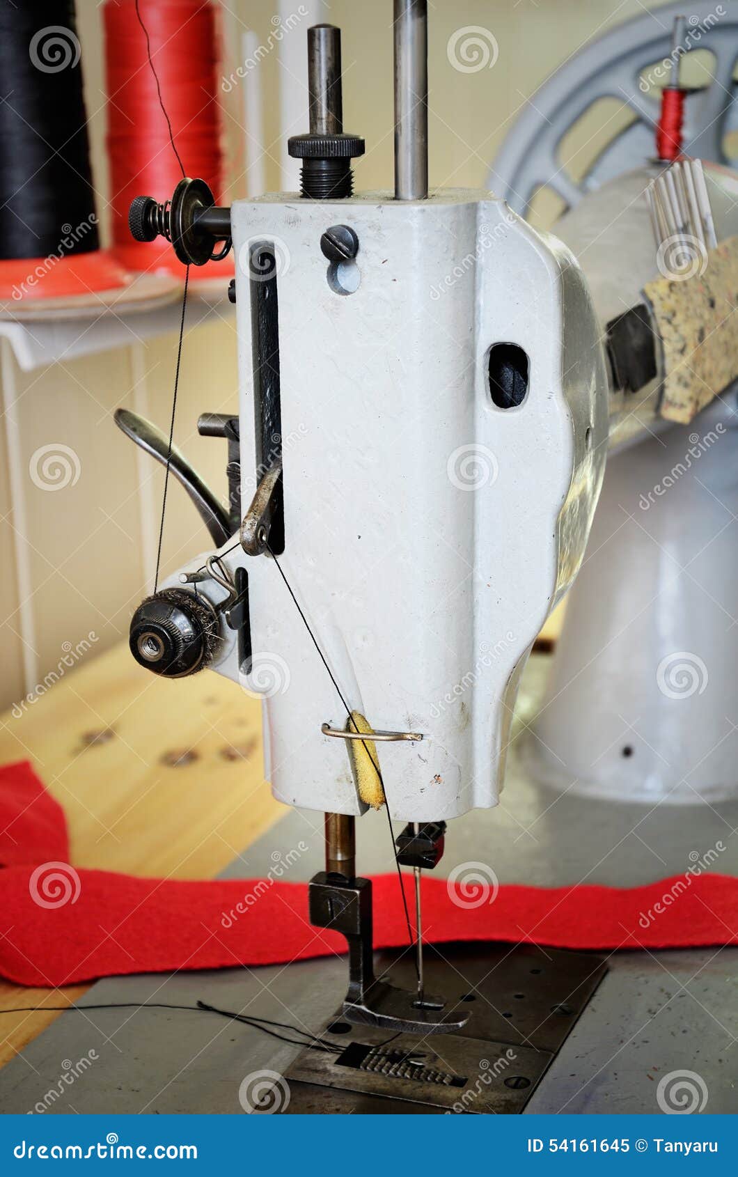 Old Sewing Machine in the Sewing Studio . Side View, Close Up, V Stock ...