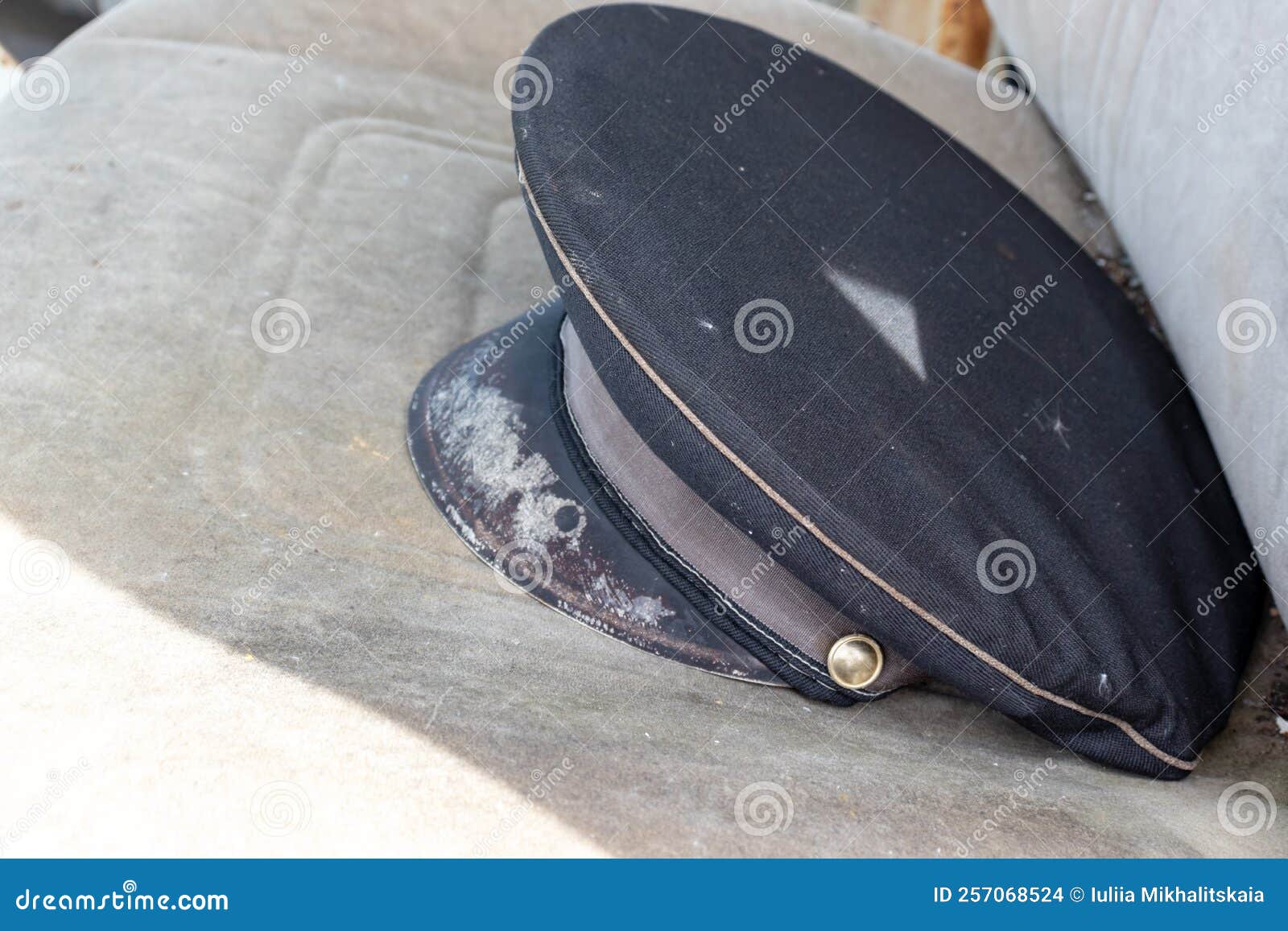 Old Shabby Postman Cap on a Car Seat As a Symbol of Outdated Format of ...