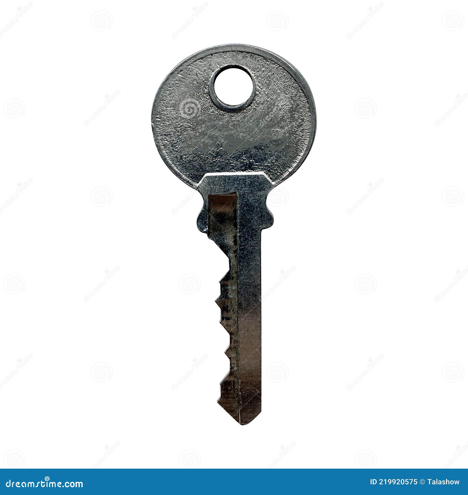 Old Shabby Silver Door Lock Key on a White Isolated Background Stock ...