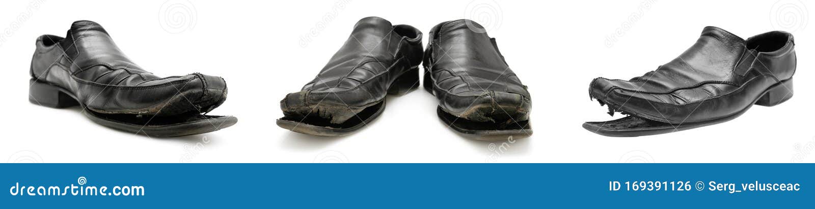 Old Shabby, Torn-soled Shoes from Different Angles Isolated on White ...