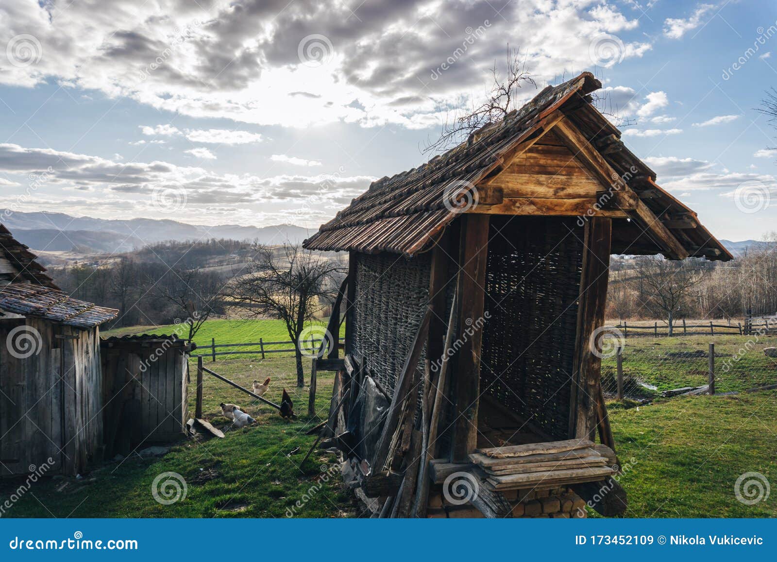 Old shack on a farm stock image. Image of shelter, mountain - 173452109