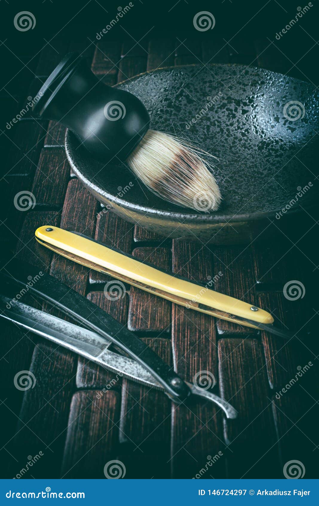 Old Shaving Instruments: Razor and Brush. Stock Image - Image of shop ...