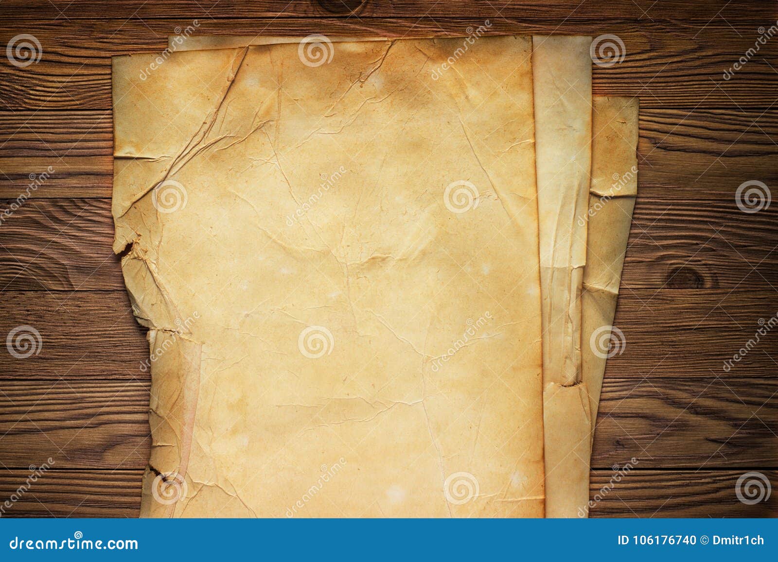 Old Sheet of Retro Paper on a Plank Table Stock Photo - Image of torn ...