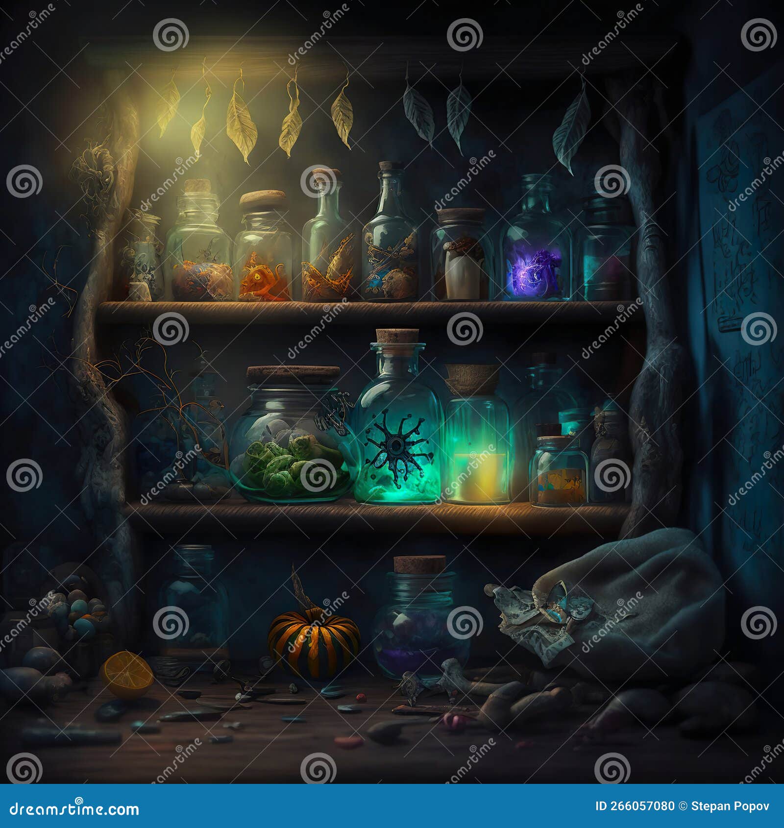 Magic Objects For Rituals, Bottle Of Magical Potion Skull Tarot And ...