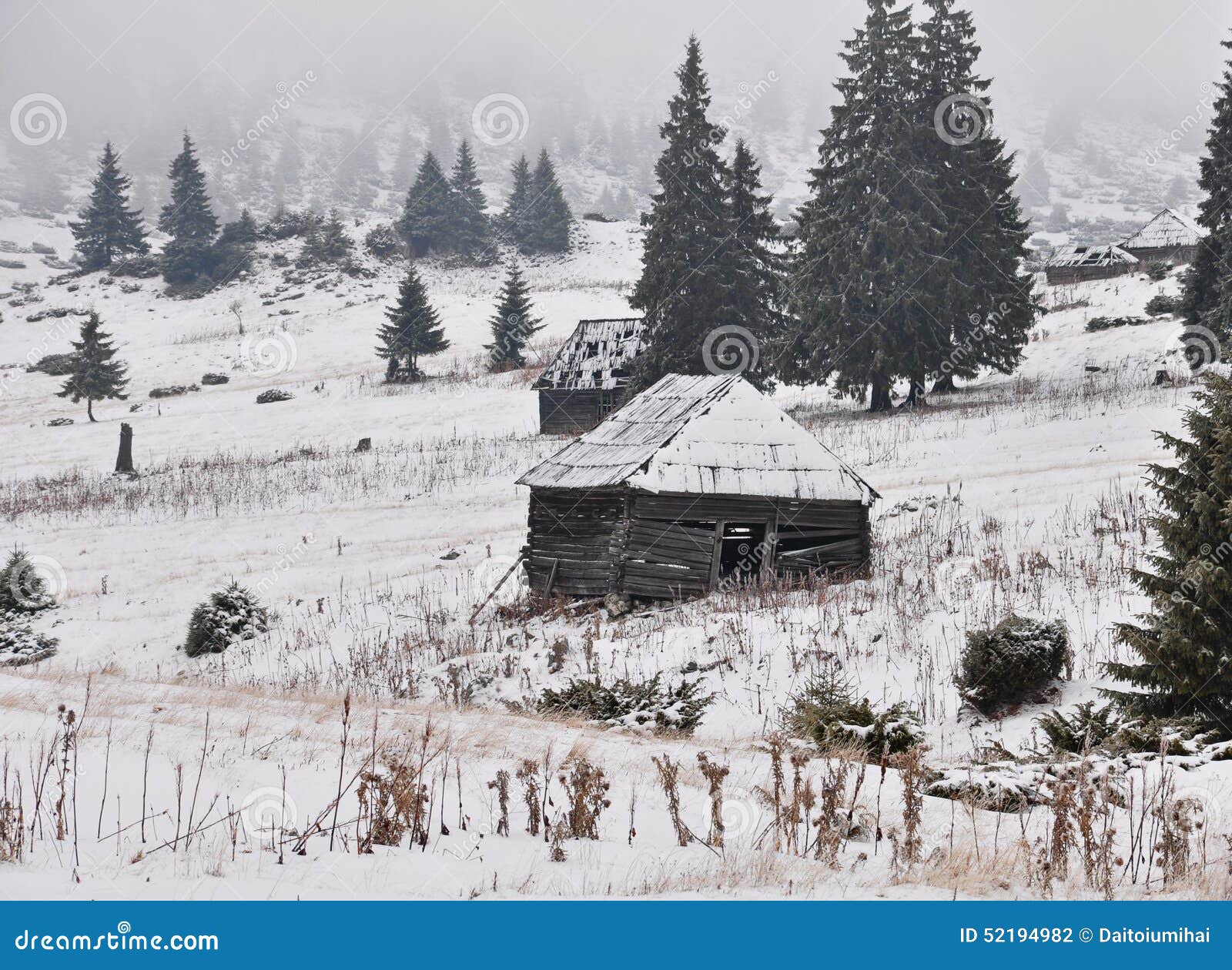 Old Shepperd Huts in Winter Stock Photo - Image of peak, clouds: 52194982