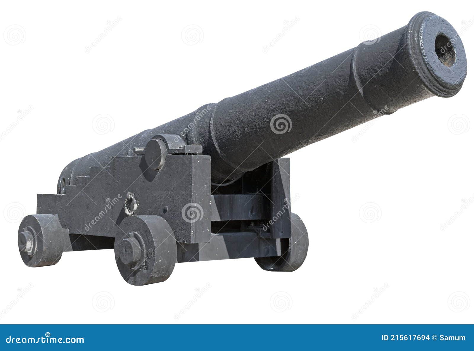 Old Ship Cannon on White Background Stock Photo - Image of background ...