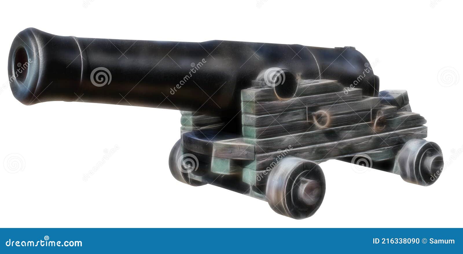 Old Ship Cannon on a White Background Stock Photo - Image of retro ...