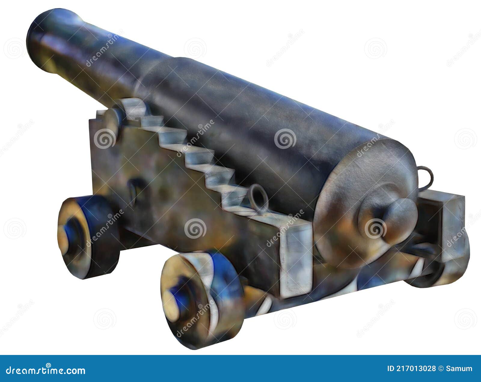 Old Ship Cannon on White Background Stock Photo - Image of military ...