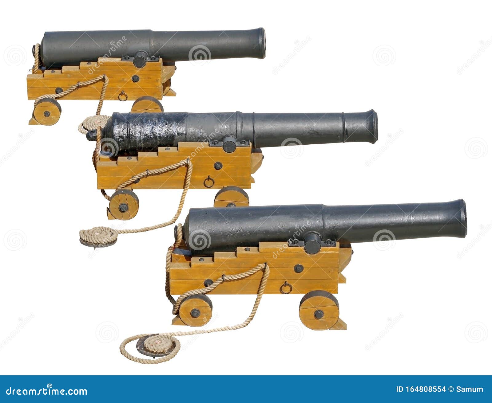 Old Ship Cannons on White Background Stock Photo - Image of cannon ...