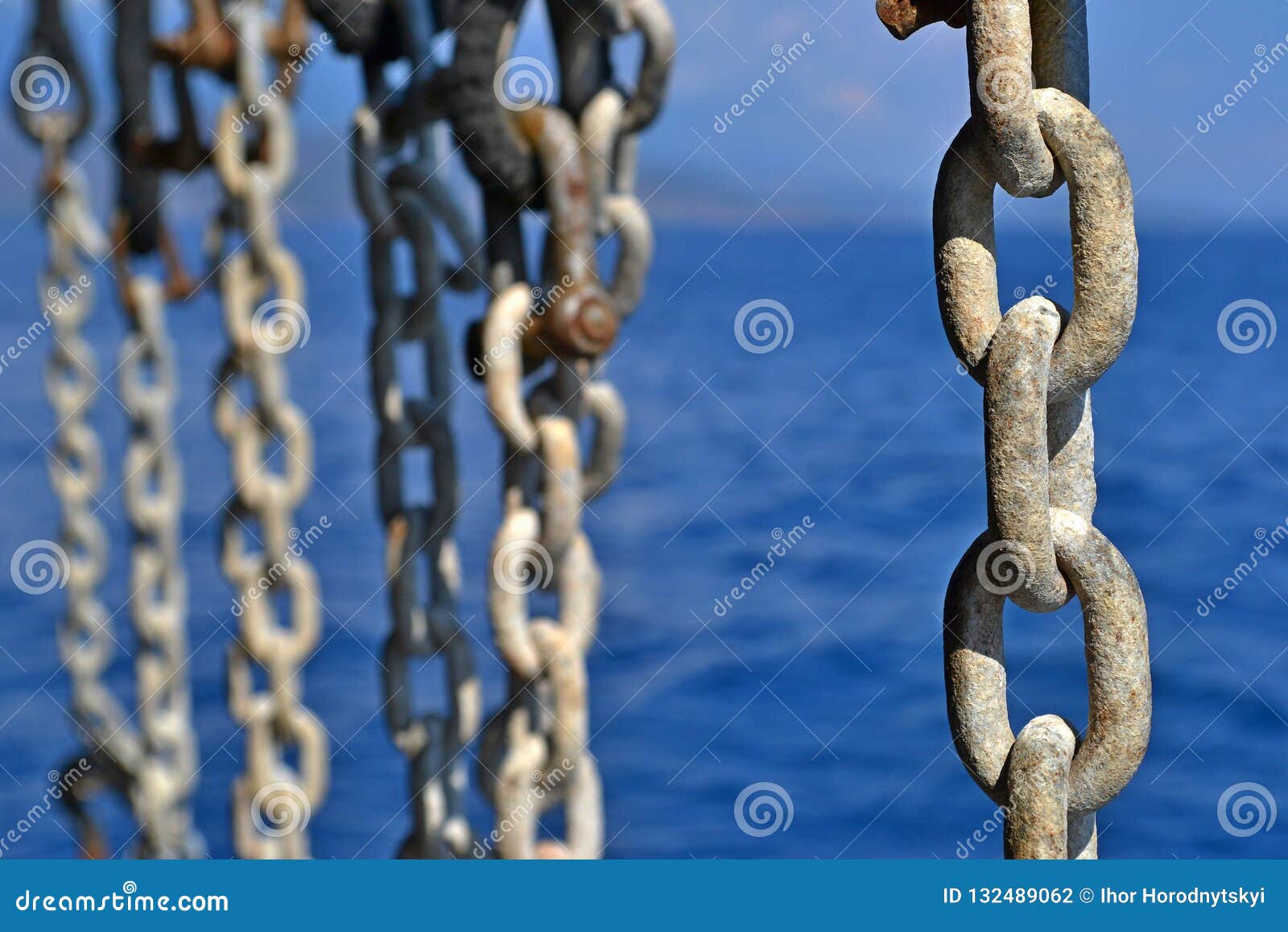 Old Ship Chain Against the Sea Waves in the Sea Stock Photo - Image of ...