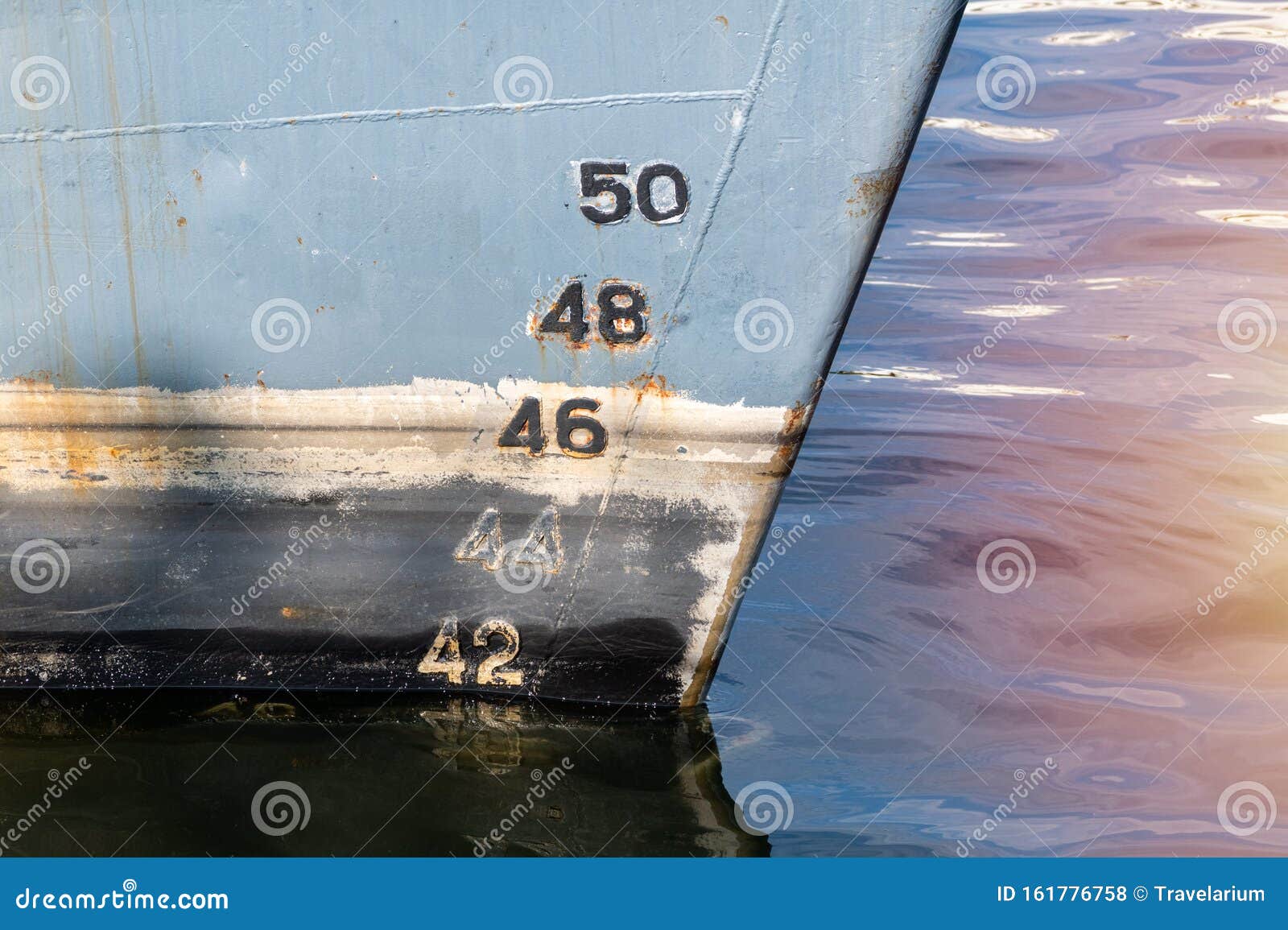 Old Ship Draft On Hull, Scale Numbering. Distance Between Waterline And ...