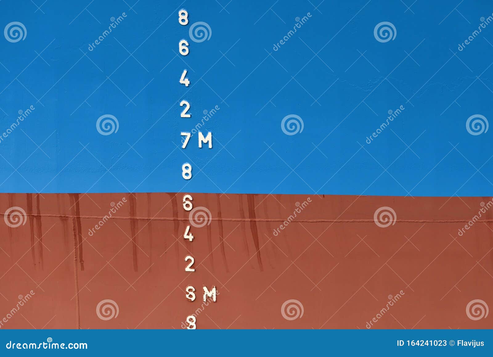 Old Ship Draft On Hull, Scale Numbering. Distance Between Waterline And ...