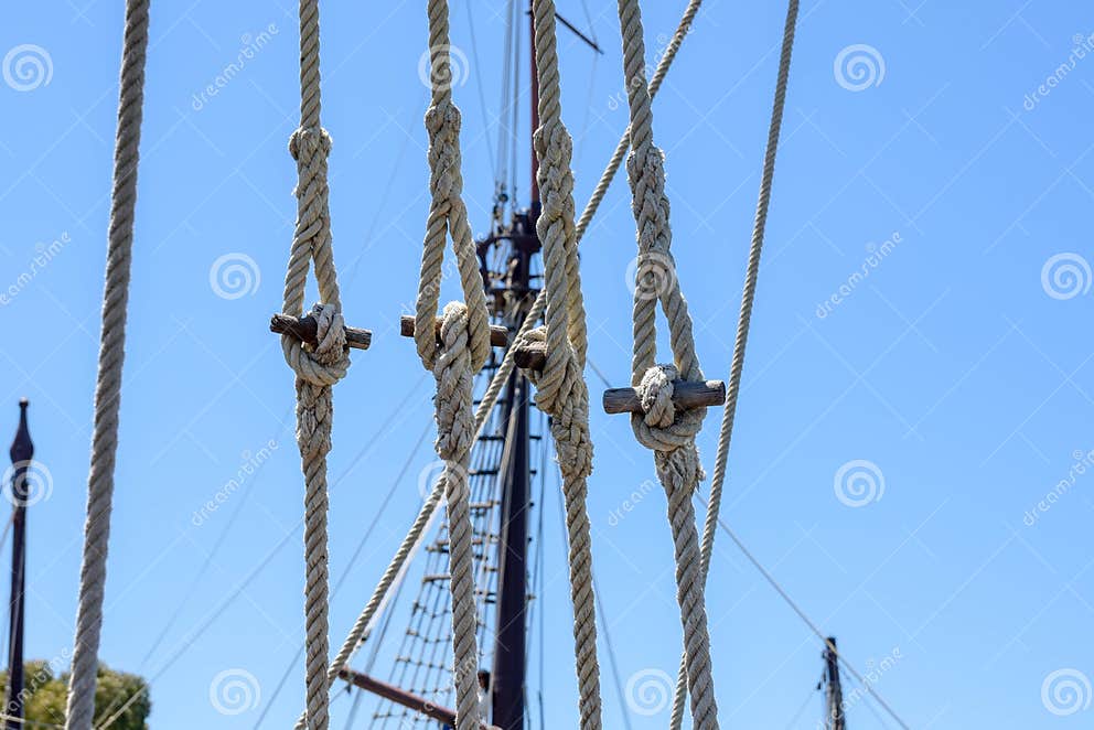 Old Ship Pulleys on the Background of the Blue Sky Stock Photo - Image ...