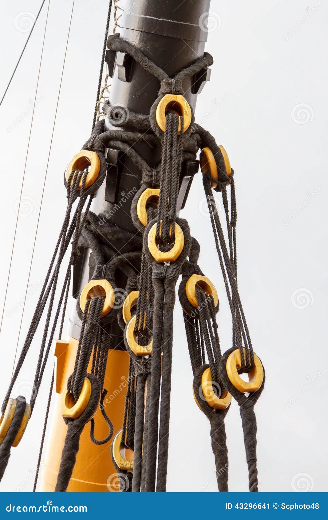 Old ship ropes and rigging stock image. Image of mast - 43296641