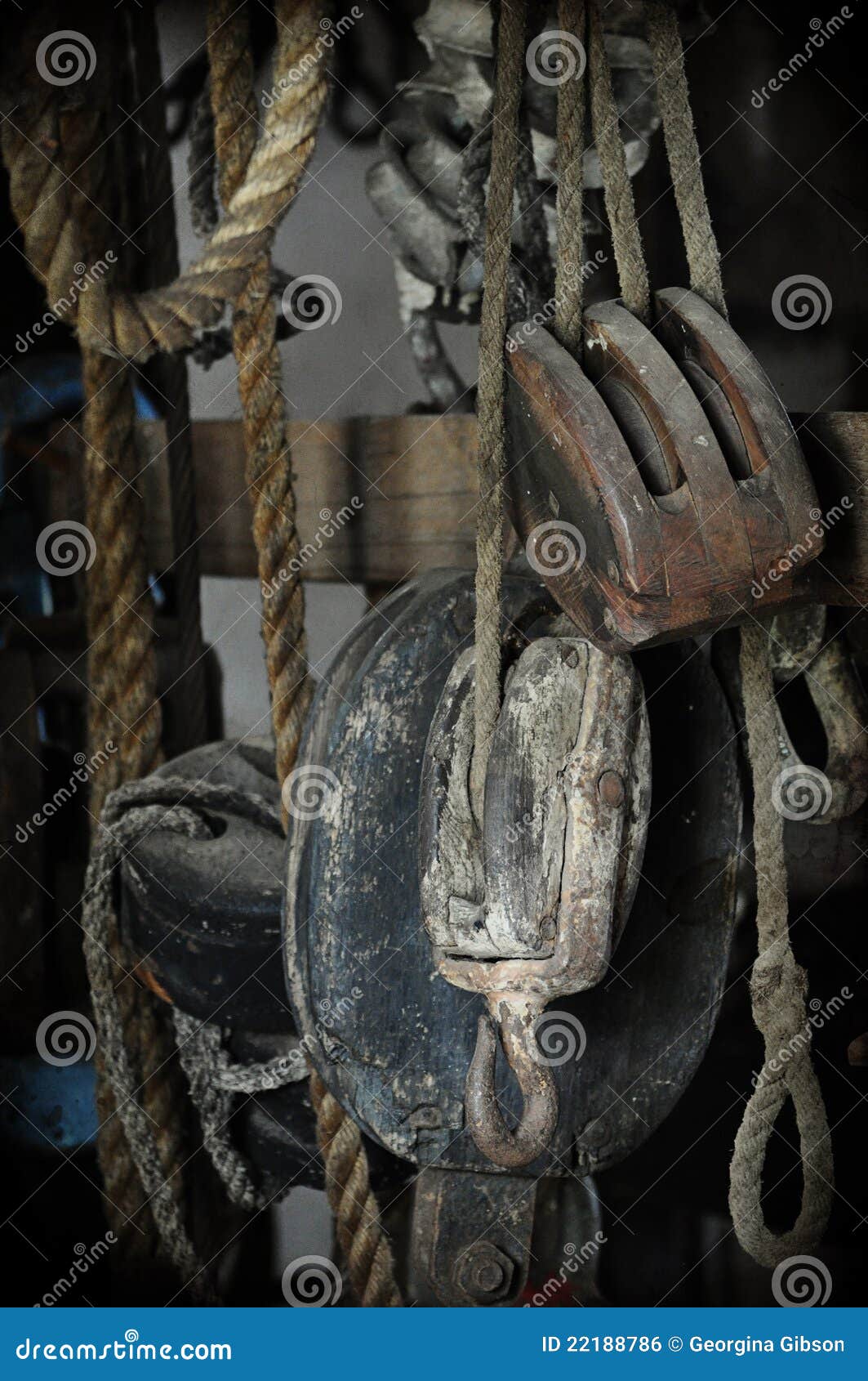 Old ship ropes and winches stock photo. Image of rustic - 22188786