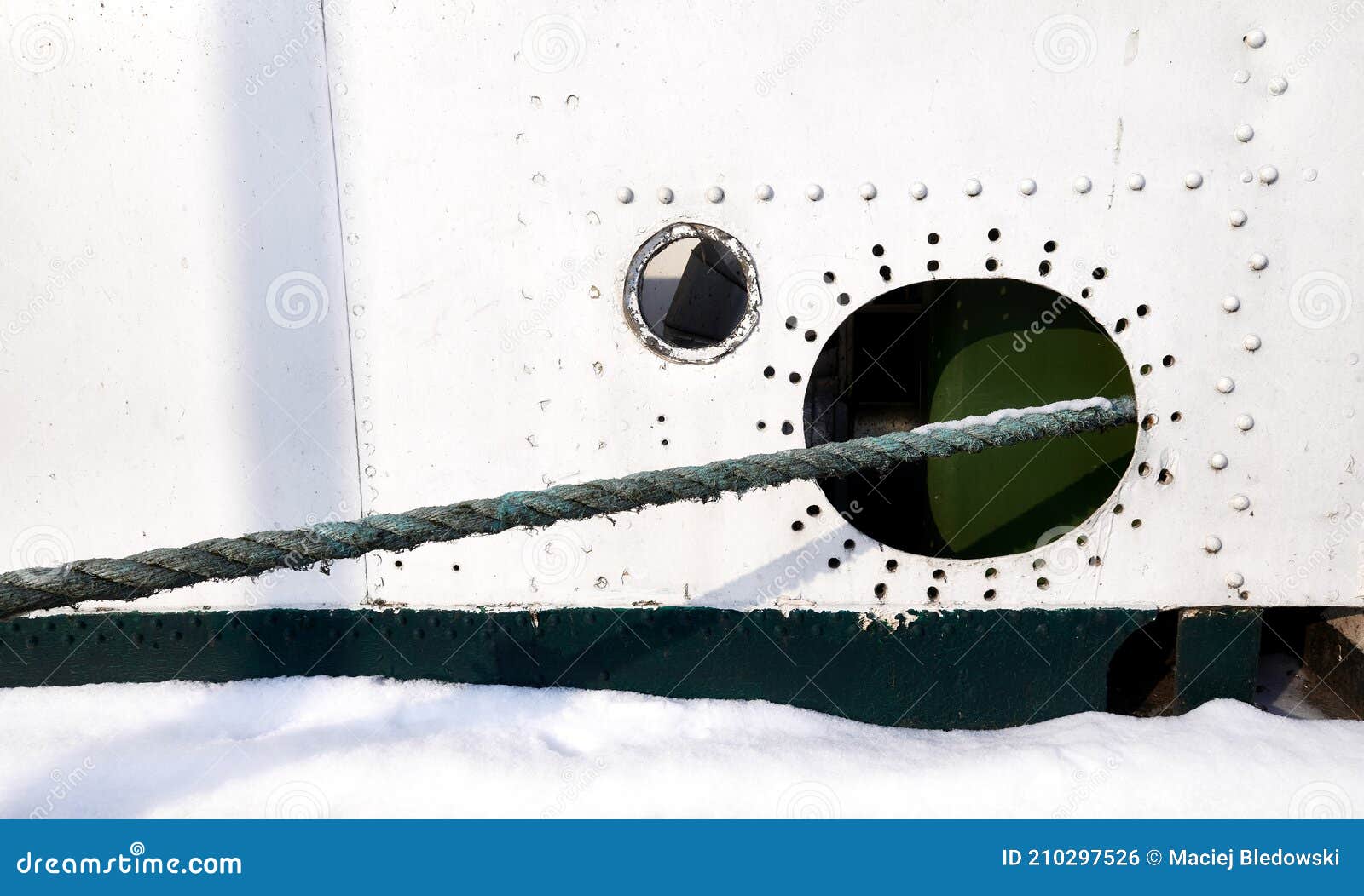 Old Ship Side with Hole and Hawser Stock Photo - Image of maritime ...
