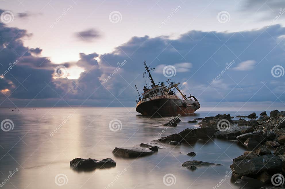 Old ship thrown aground stock photo. Image of nature - 66530966