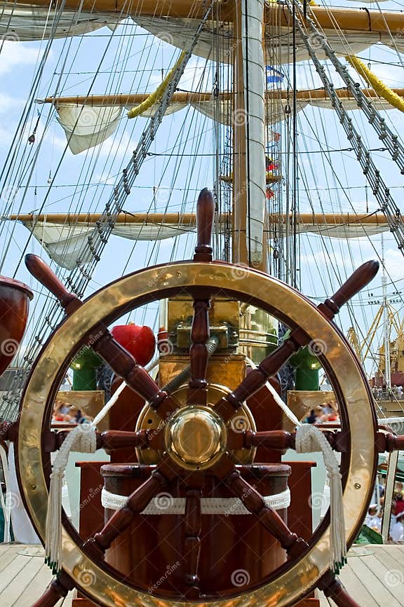 Old ship wheel stock image. Image of brass, nautical - 26030039