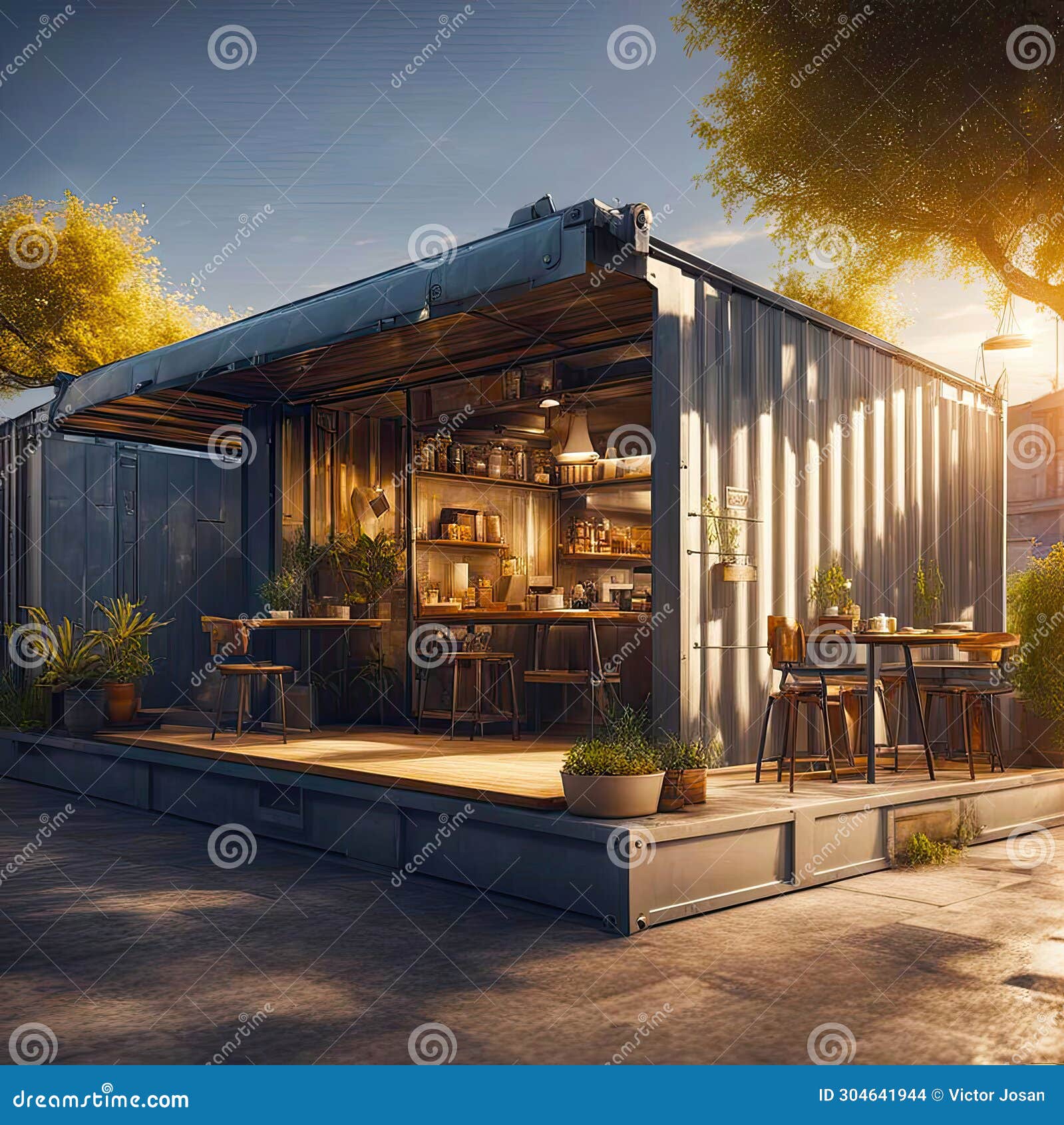 Old Shipping Container is Converted into a Chic Coffee Shop, Generative ...