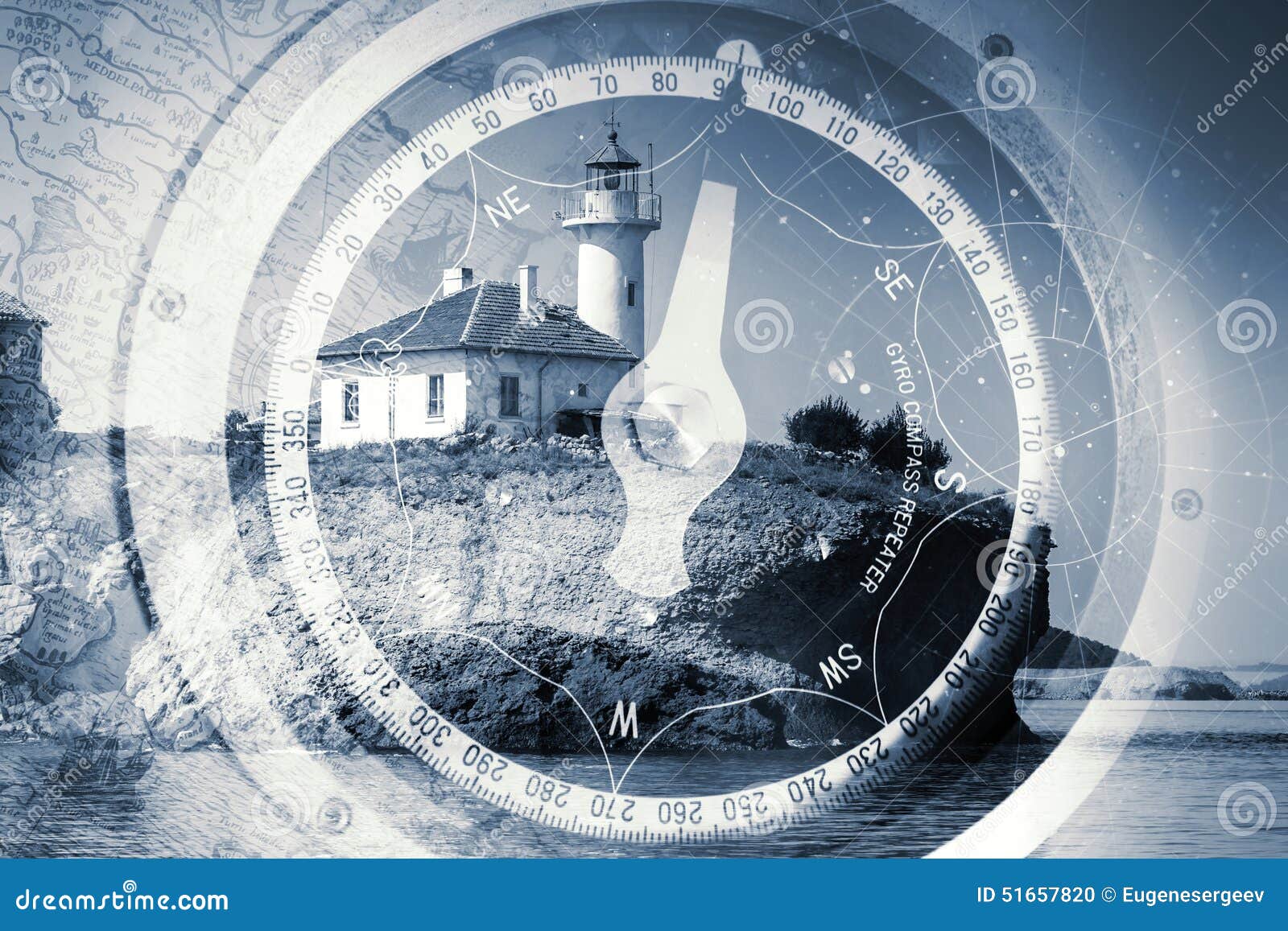 Old Ships Navigation Monochrome Multi Exposure Background Stock Photo ...