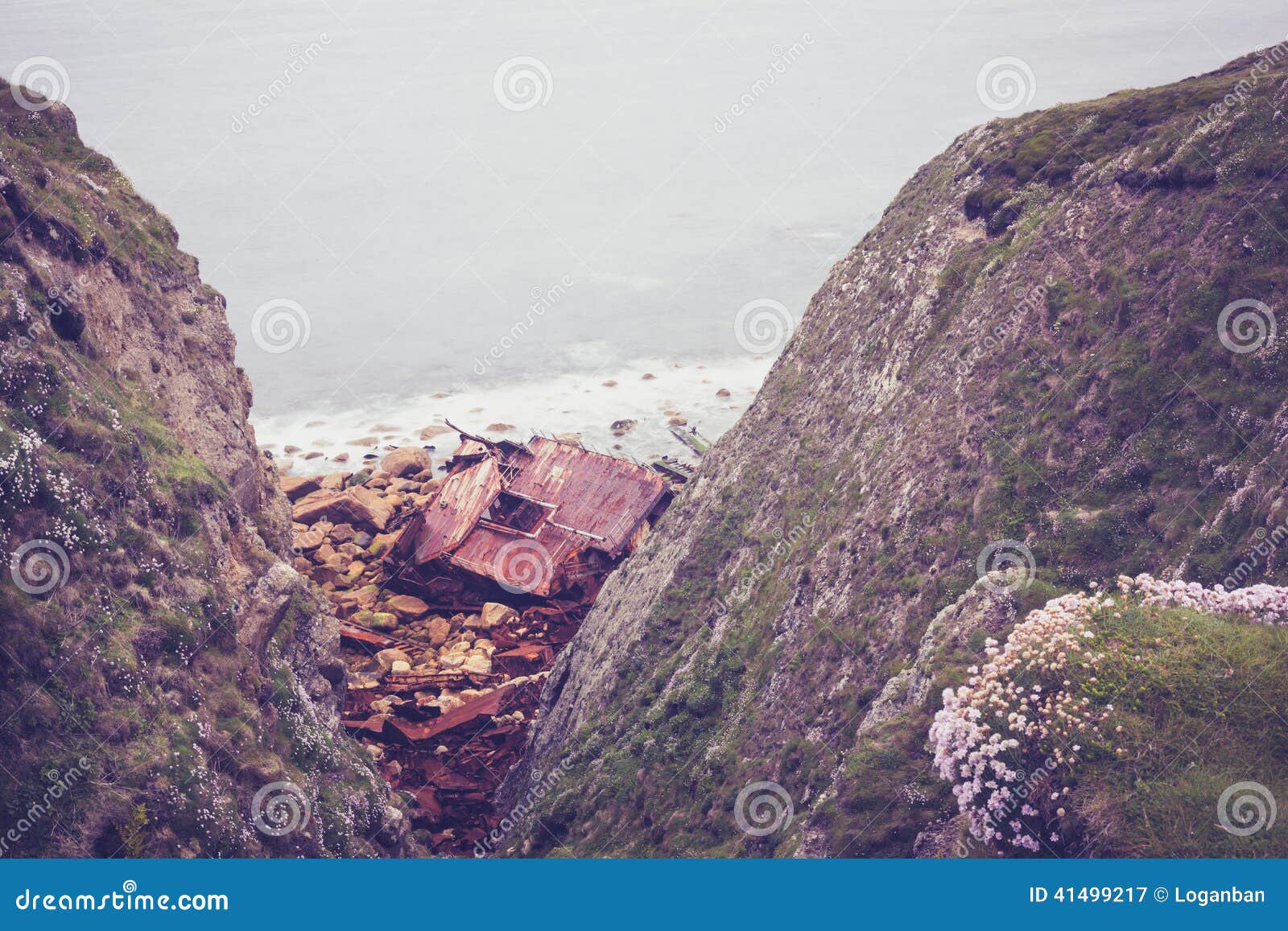 Old shipwreck on the coast stock image. Image of industrial - 41499217