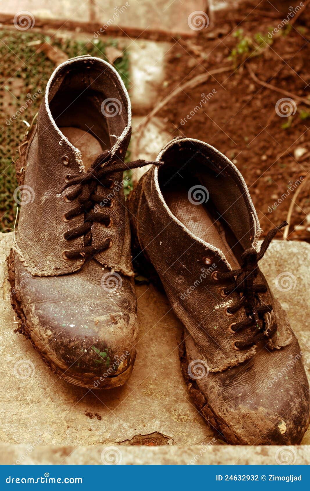 Old shoes. stock photo. Image of tarpaulin, shoes, worn - 24632932