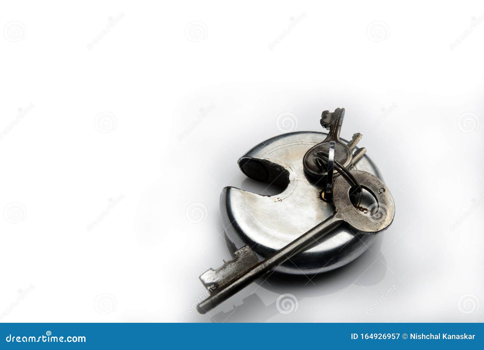 Old Shutter Lock with Various Keys on White Background Stock Image ...