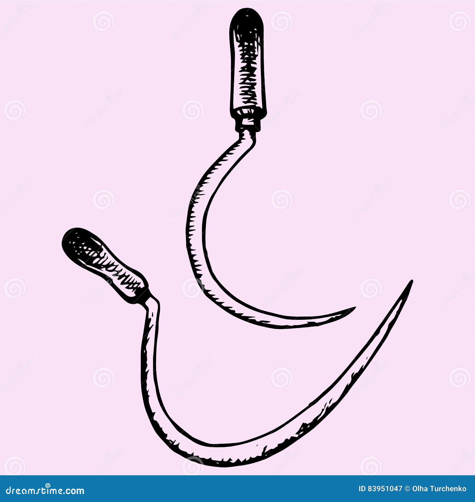 Old sickle stock vector. Illustration of grasp, mowing - 83951047