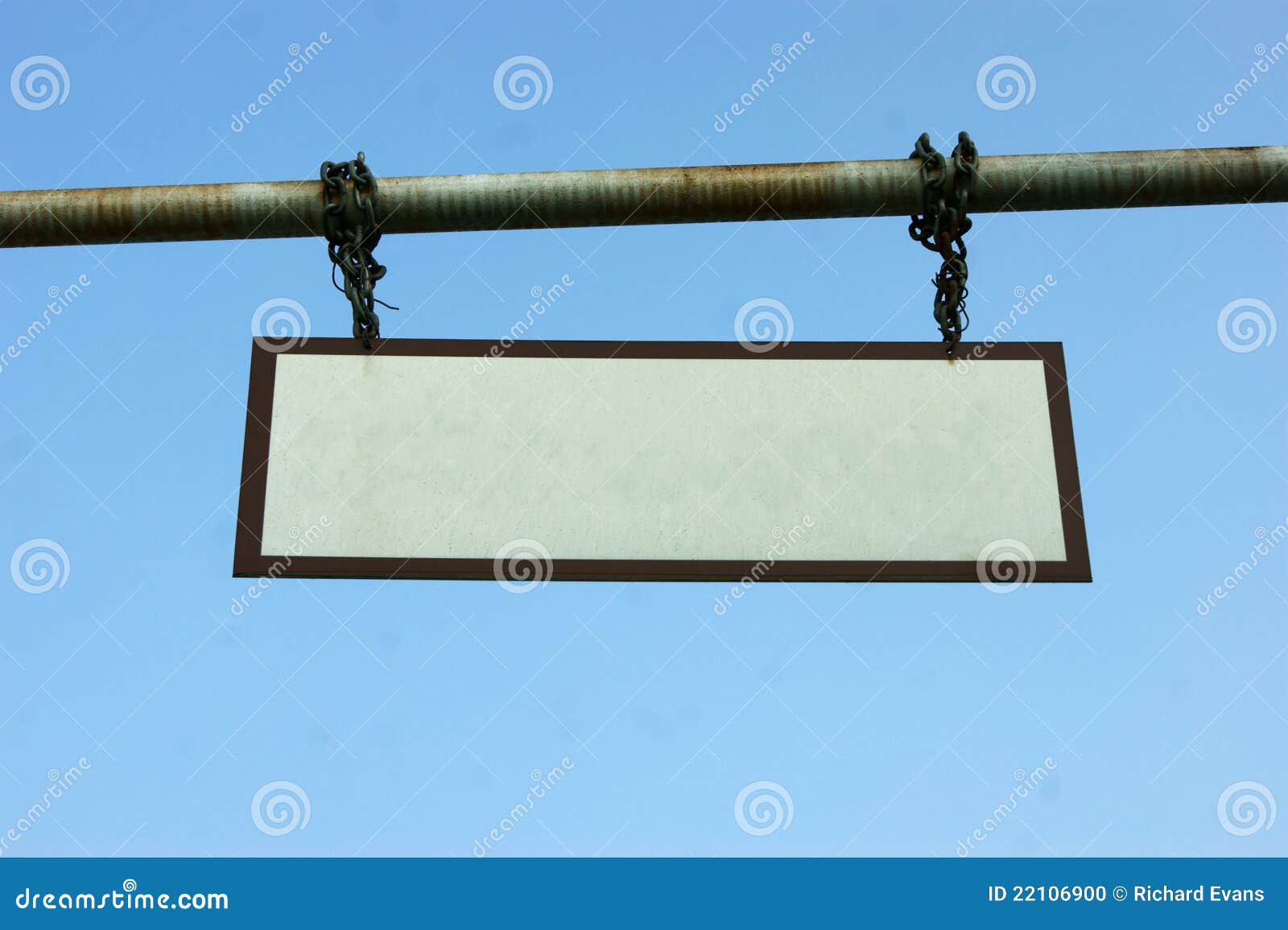 Old Sign Hanging Off of a Pipe Stock Photo - Image of information ...