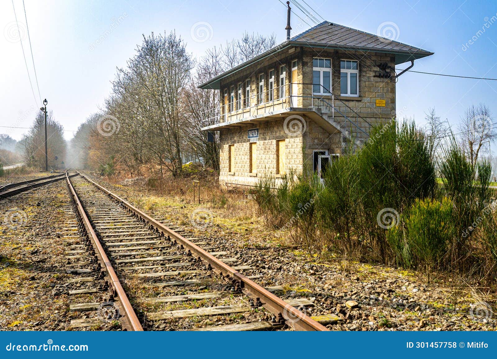 The Old Signal Box at Raeren Train Station, Belgium Stock Photo - Image ...
