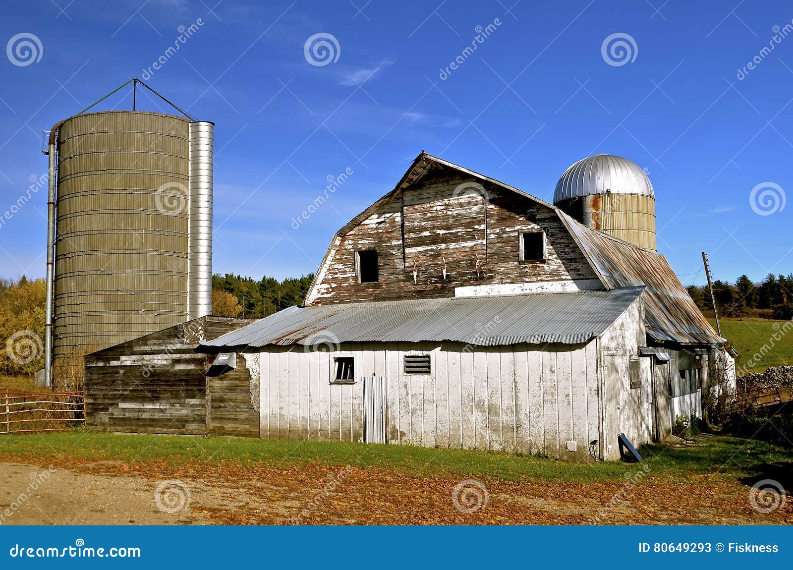 Old Silos, Barn, and Milking Parlor Stock Image - Image of country ...