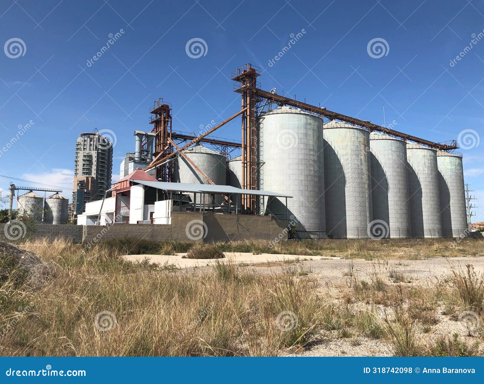 Old Silos Granary Elevator On Agro-processing Manufacturing Plant For ...
