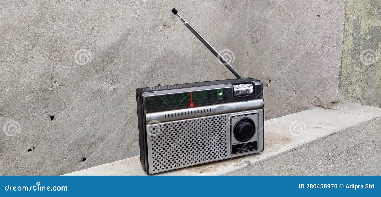 An Old Silver Black Radio that is Broken Stock Photo - Image of retro ...
